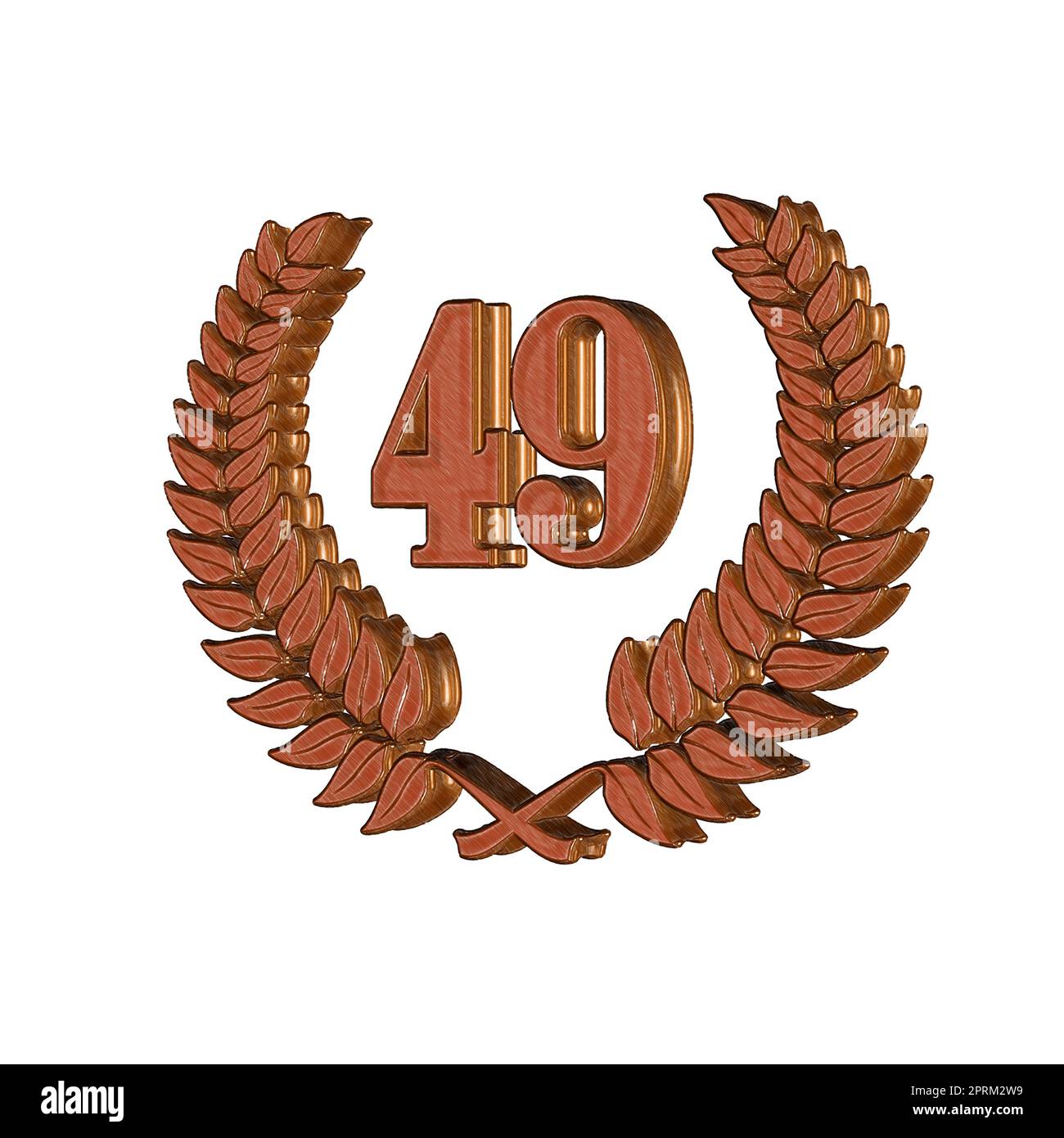 Number 49 with laurel wreath or honor wreath as a 3D-illustration, 3D ...