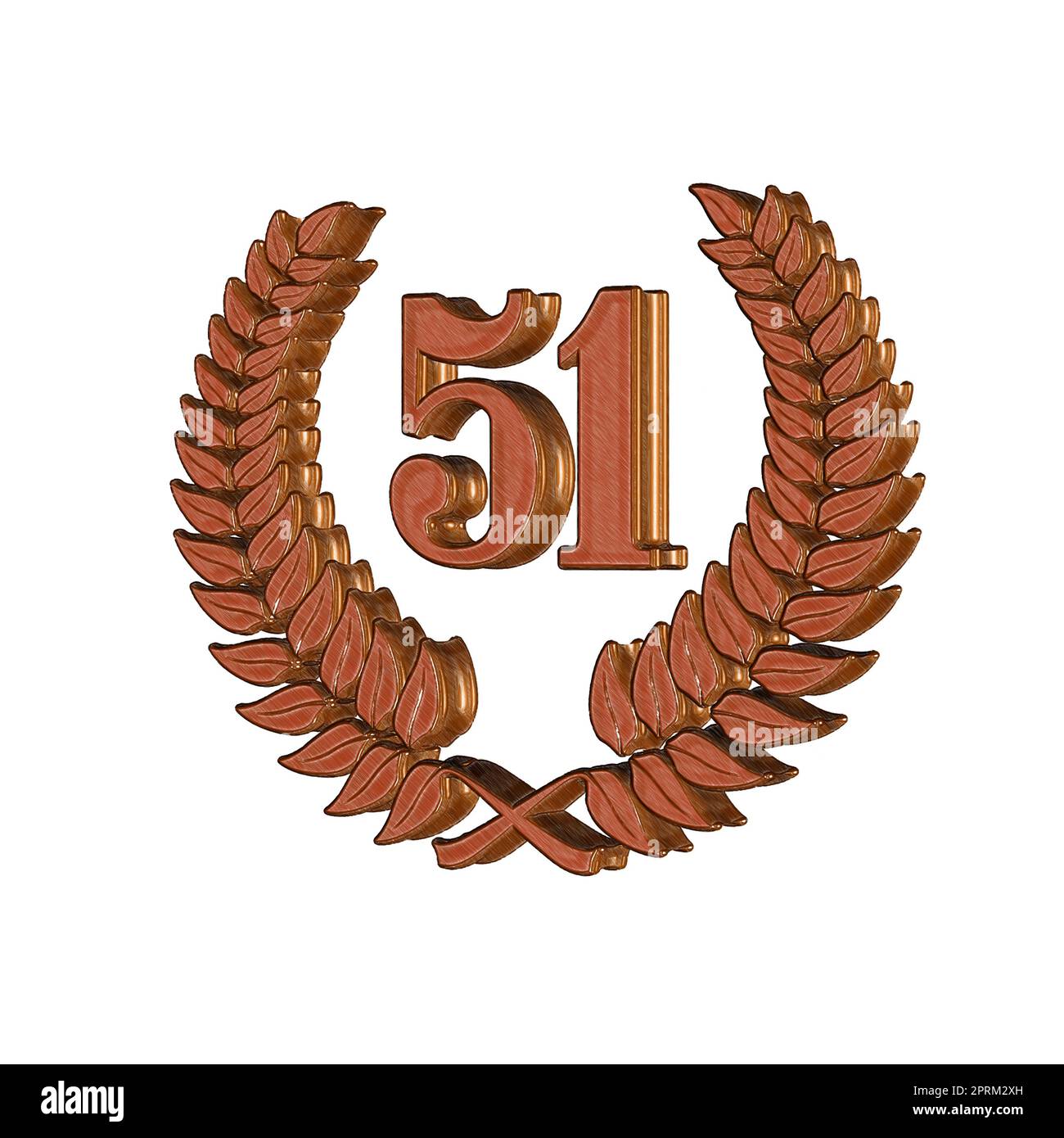 Number 51 with laurel wreath or honor wreath as a 3D-illustration, 3D ...