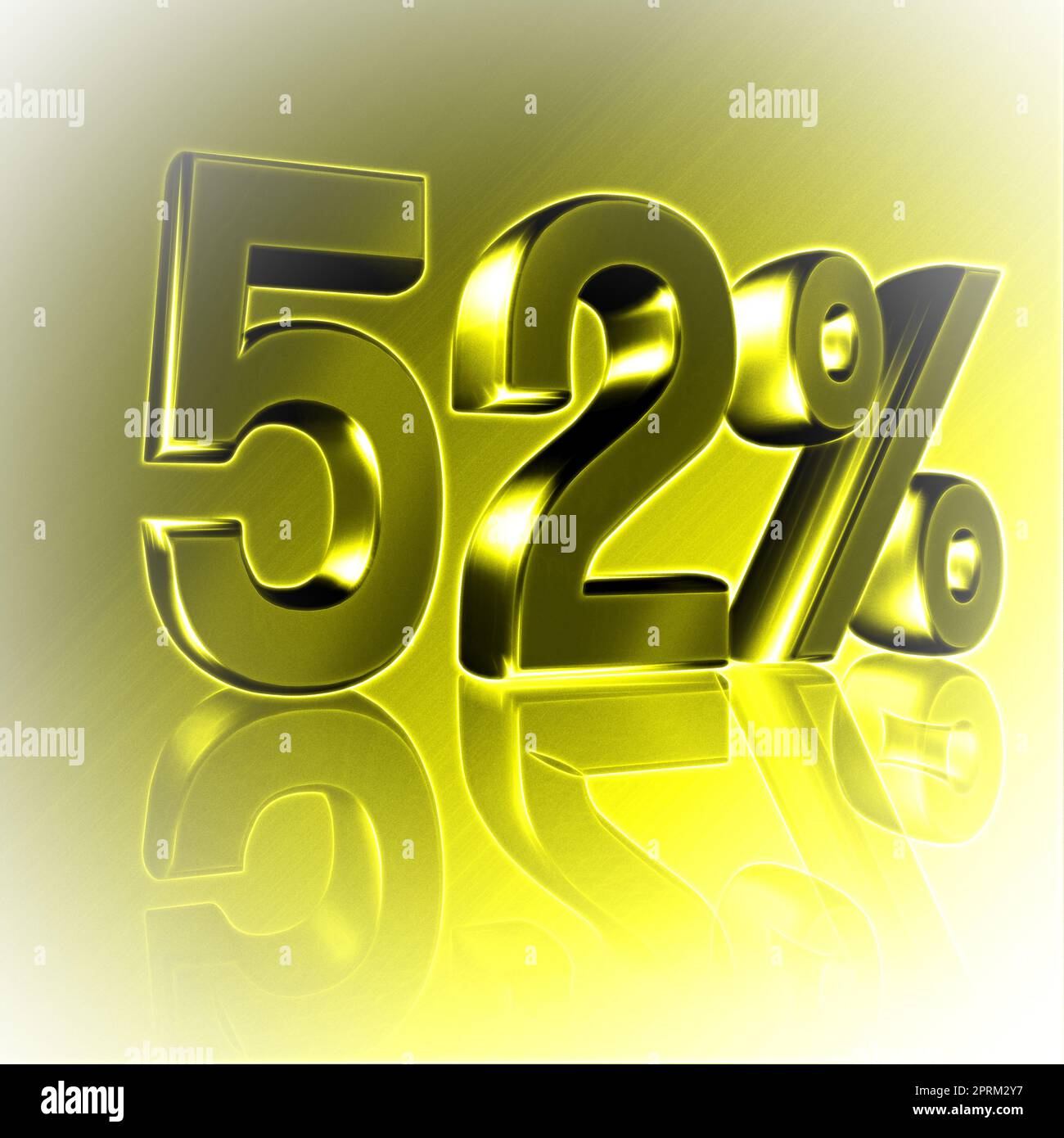 52%, 52 percent as a 3D illustration, 3D rendering Stock Photo - Alamy