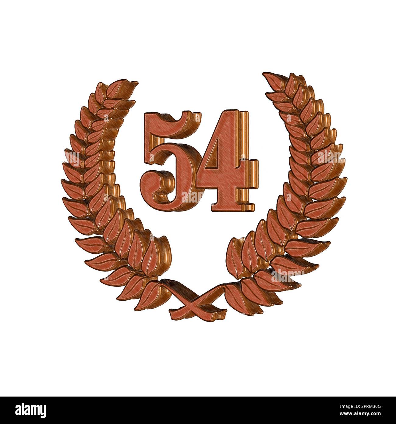 Number 54 with laurel wreath or honor wreath as a 3D-illustration, 3D ...