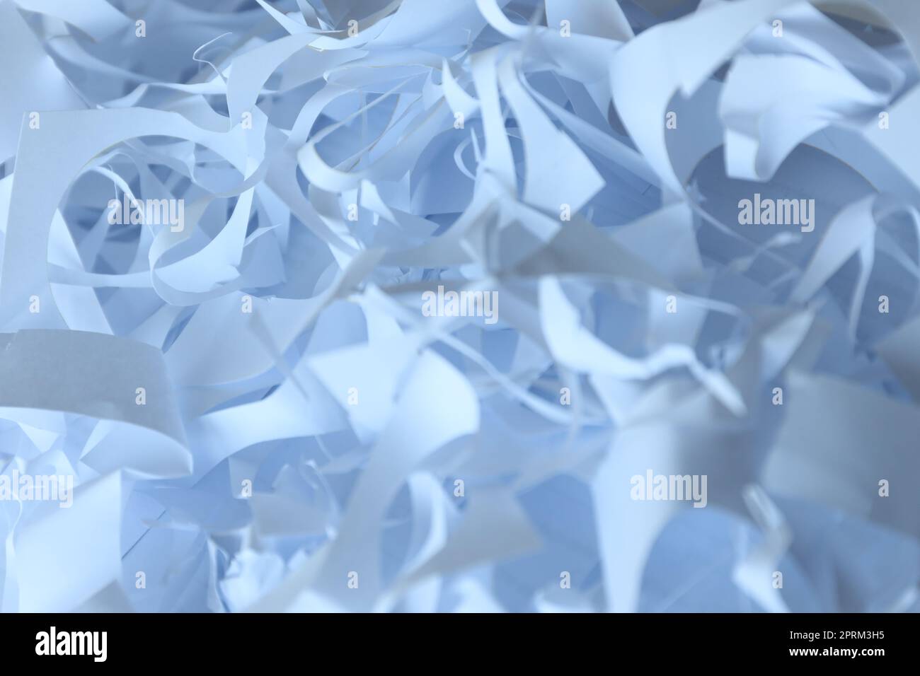 Shredded paper texture background, top view of many white paper strips ...