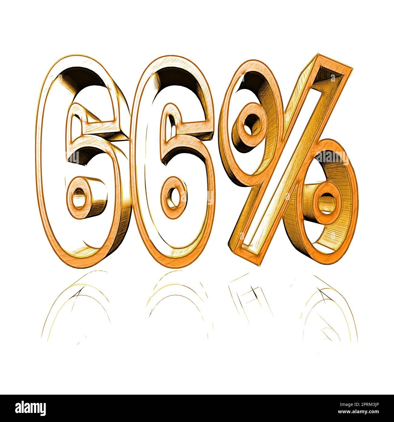 66%, 66 percent as a 3D illustration, 3D rendering Stock Photo - Alamy