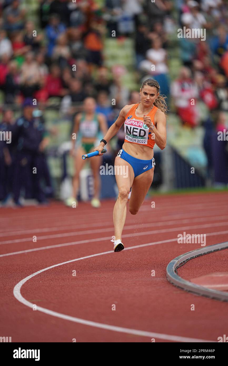 Laura de Witte participating in the 4x400 meters relay of the European ...