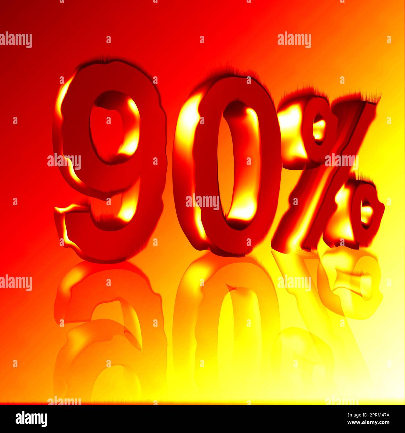 90%, 90 percent as a 3D illustration, 3D rendering Stock Photo - Alamy