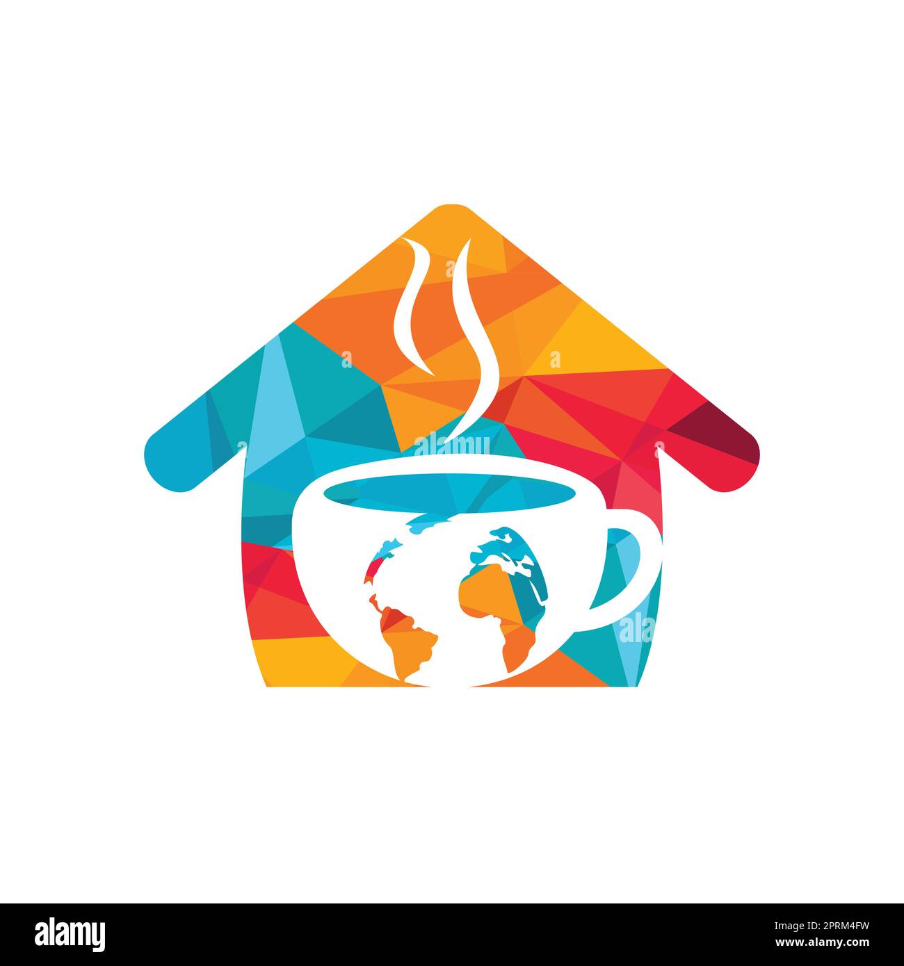 Creative Coffee cup with globe map vector logo design template Stock ...