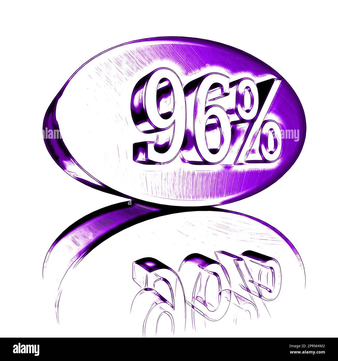 96%, 96 percent as a 3D illustration, 3D rendering Stock Photo - Alamy