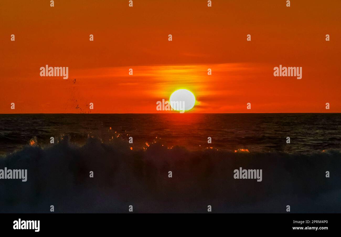 Beautiful stunning colorful and golden sunset in yellow orange red on ...