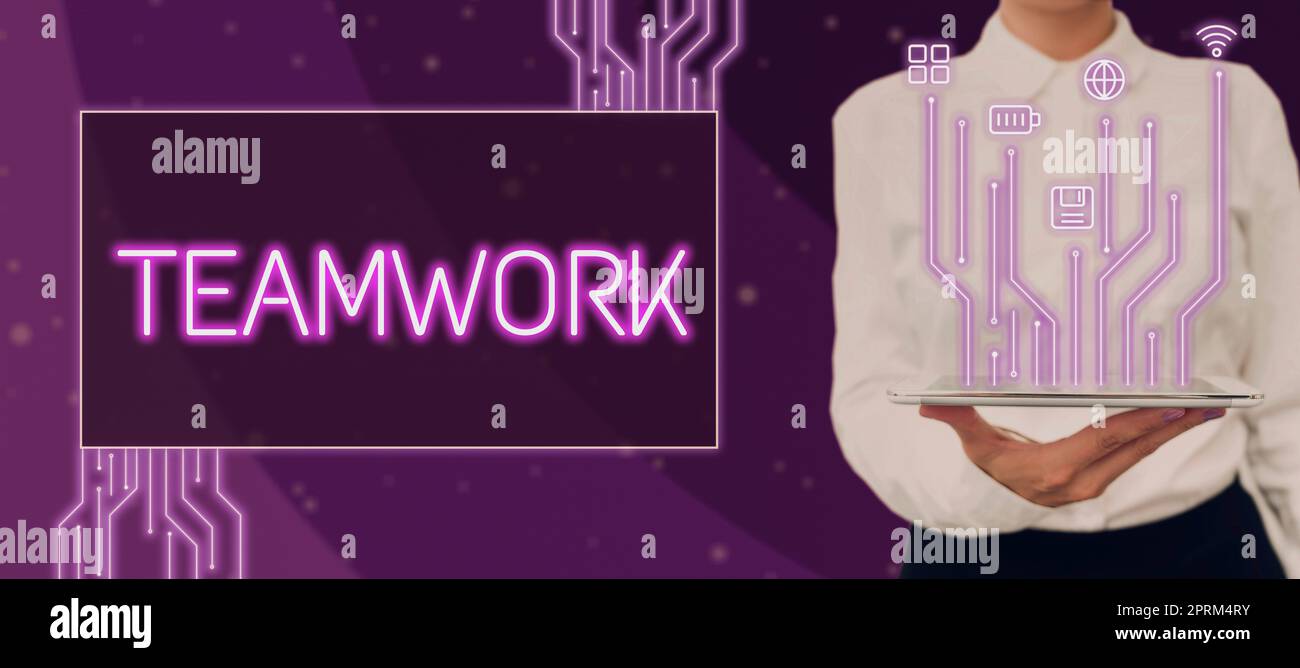 Writing displaying text Teamwork, Word Written on the group s is ...