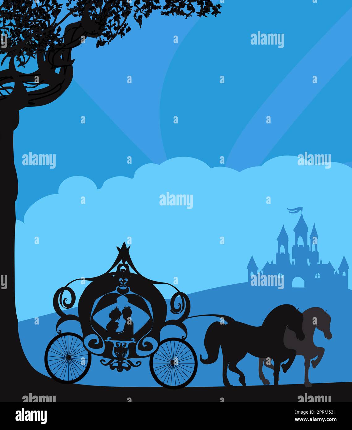 Prince princess horse castle landscape couple love hi-res stock ...