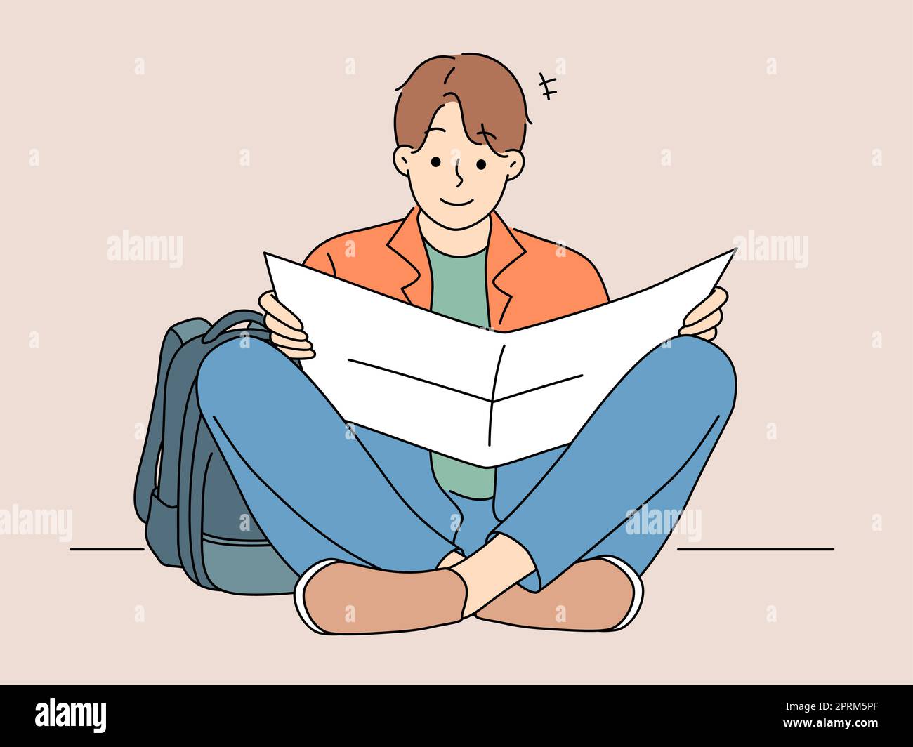 Man with backpack reading paper map Stock Vector Image & Art - Alamy