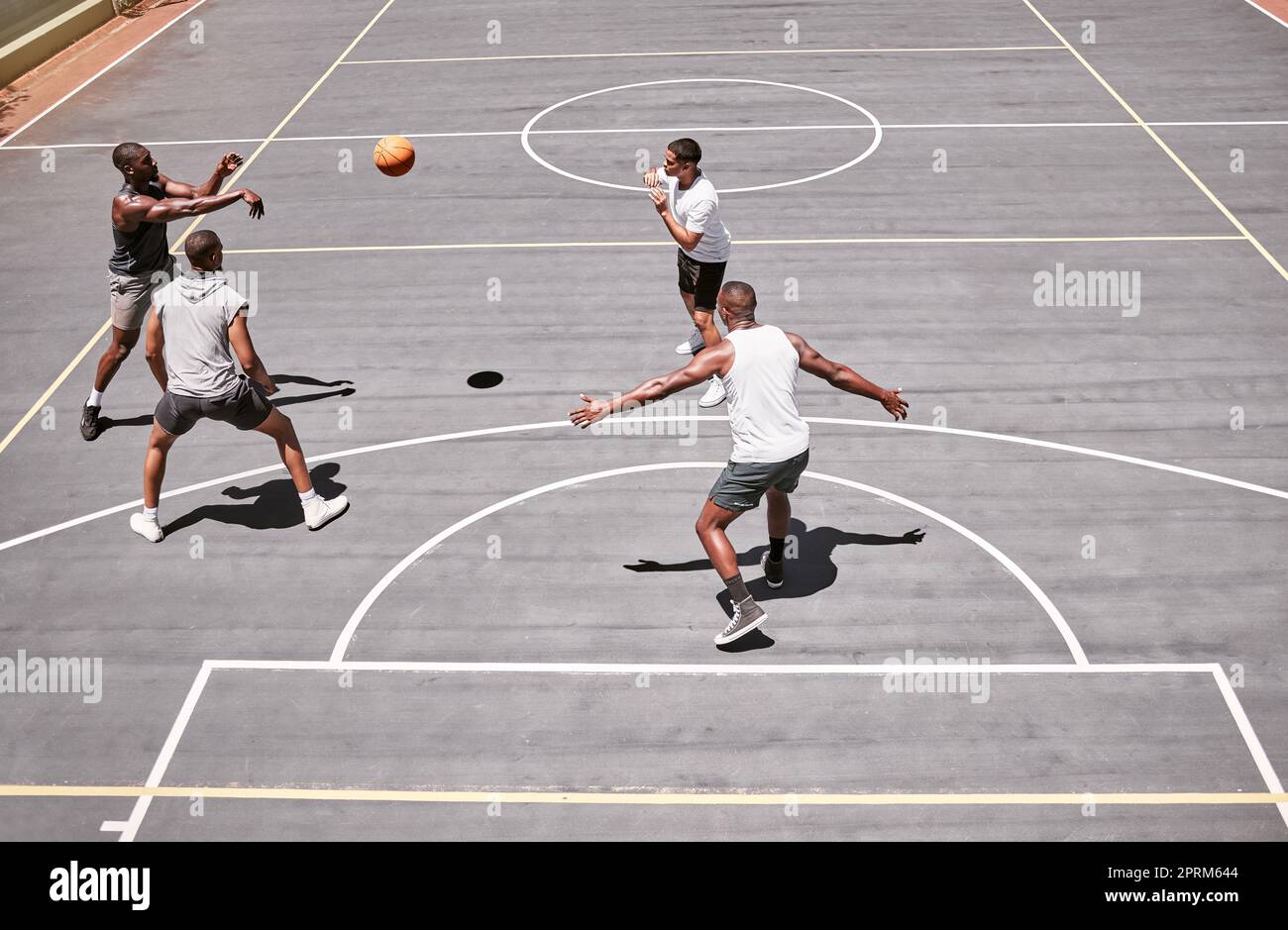 Fitness, sports and friends training on a basketball court with cardio ...