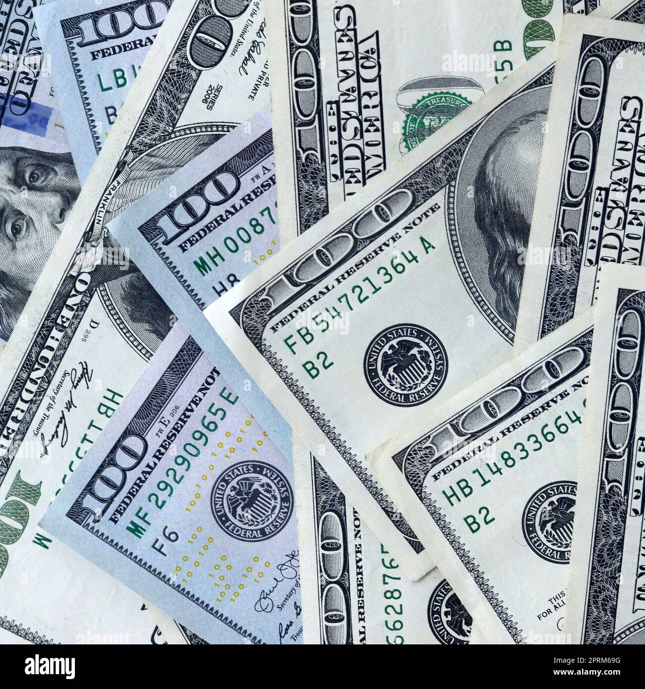 Background of 100 dollar bills. Abstract textured backdrop with many ...