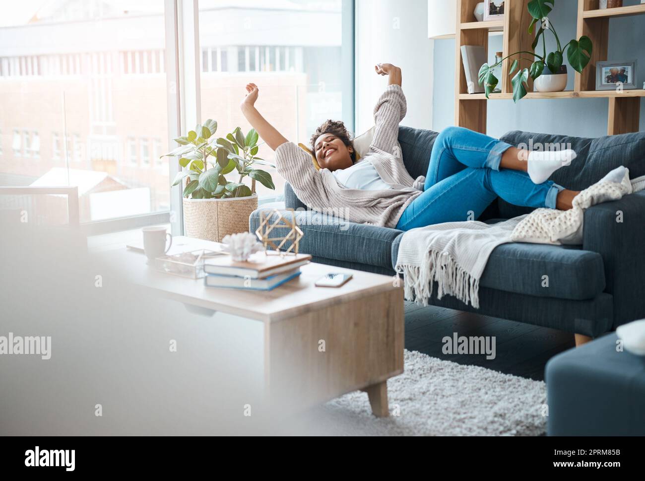 The feeling of a well-deserved nap...Full length shot of a happy young ...