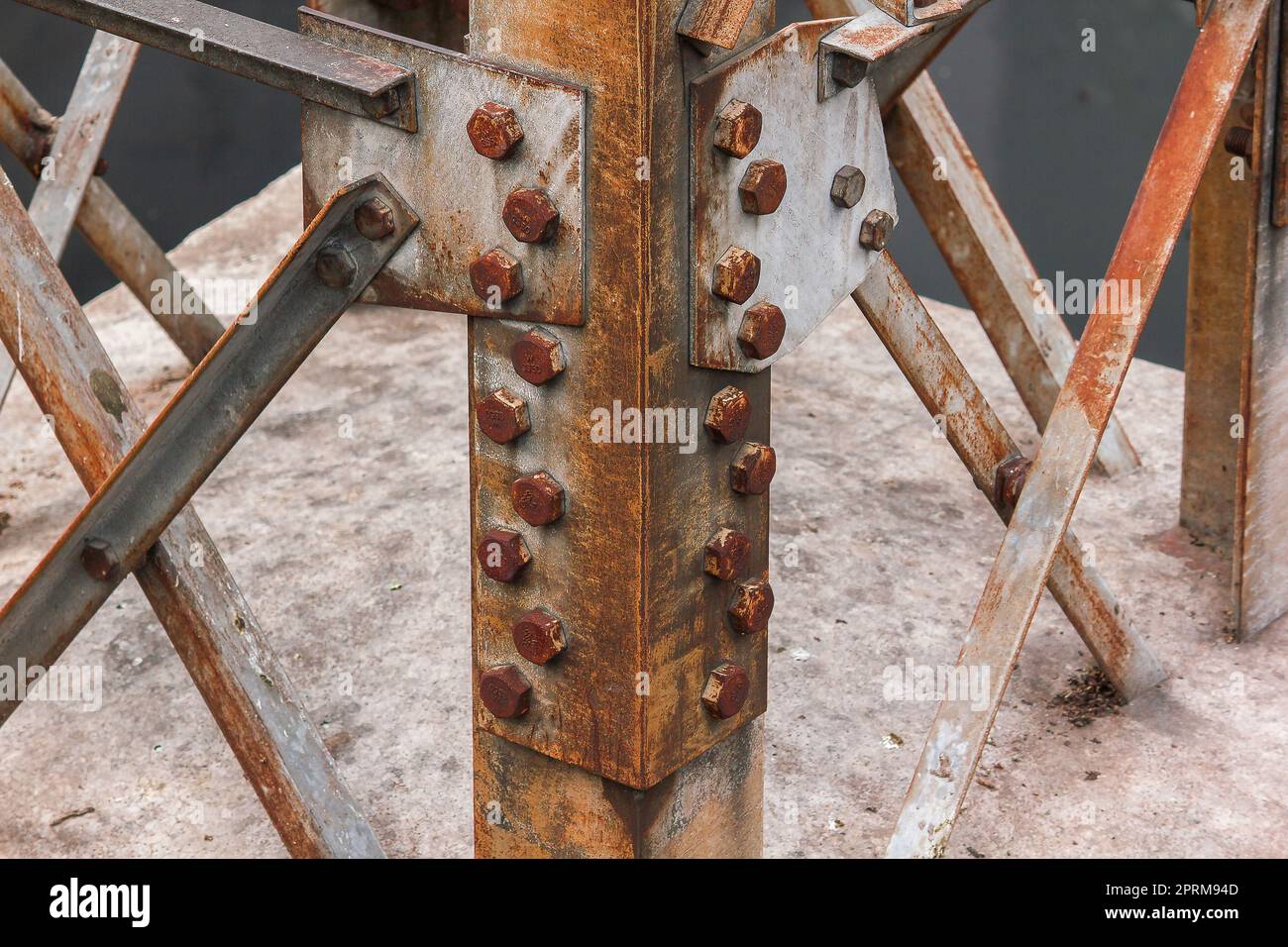 The nut is rusted at the steel pole Stock Photo - Alamy