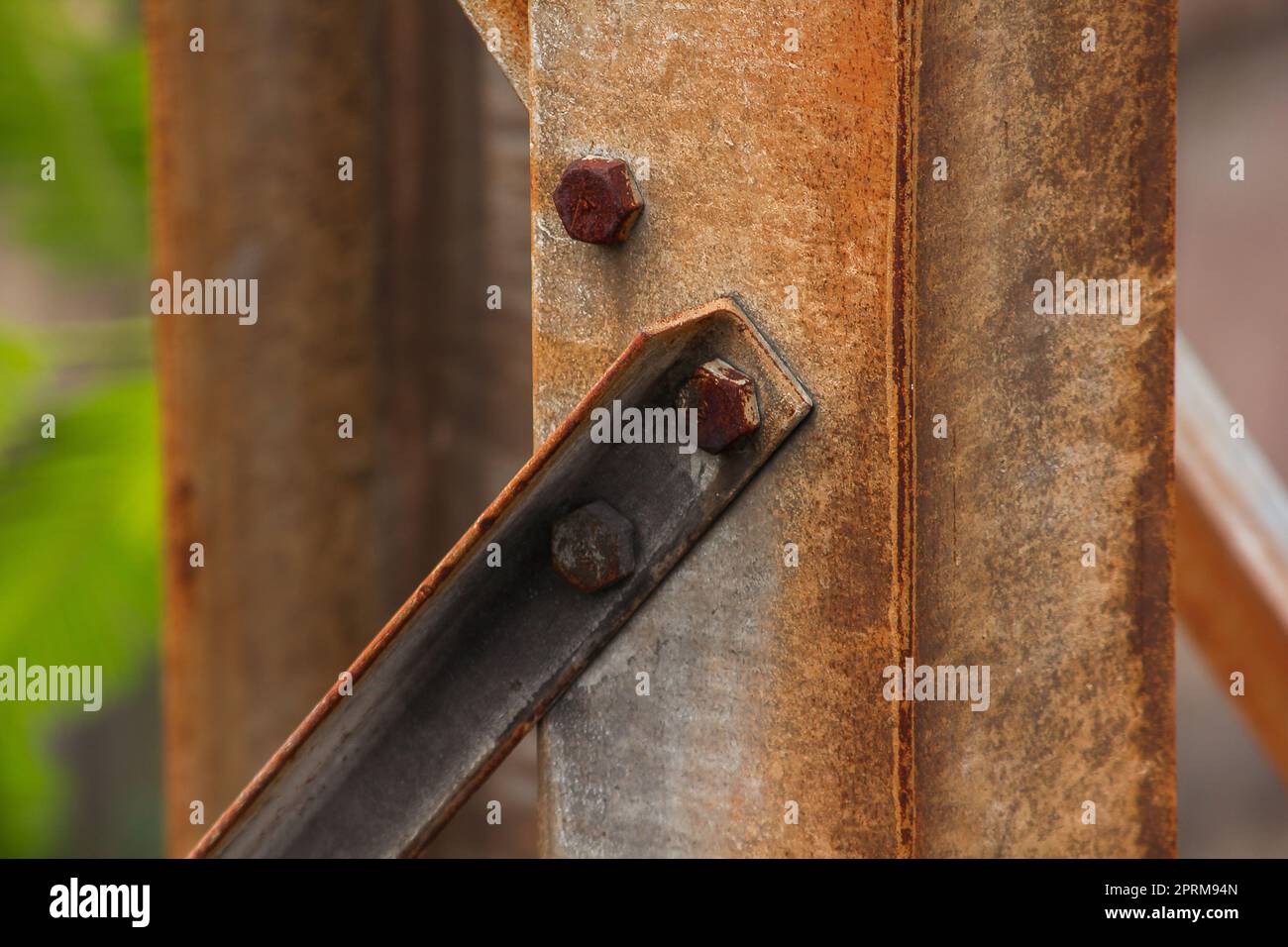 The nut is rusted at the steel pole Stock Photo - Alamy