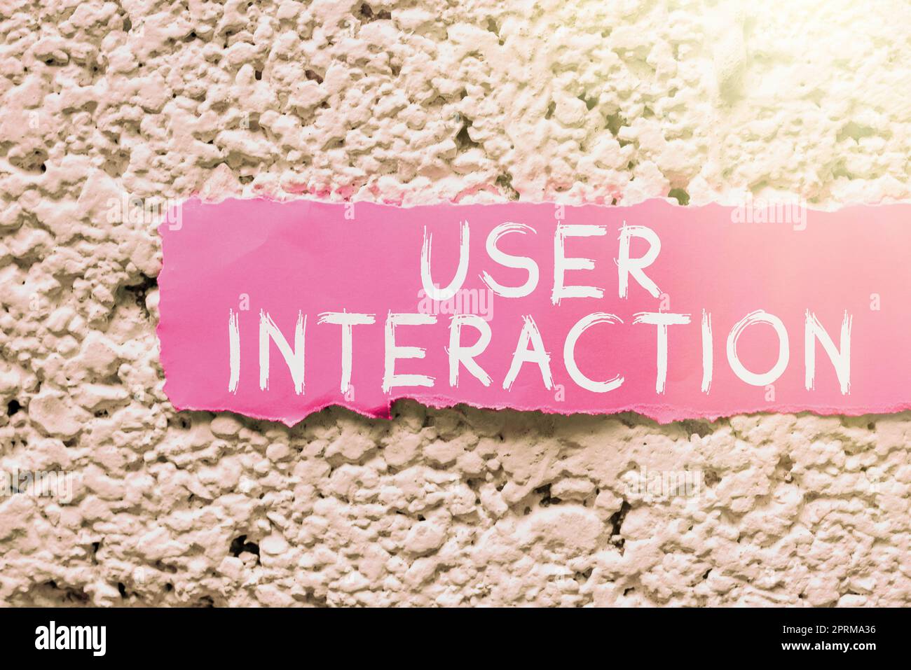 Hand writing sign User Interaction, Word Written on how the customer ...