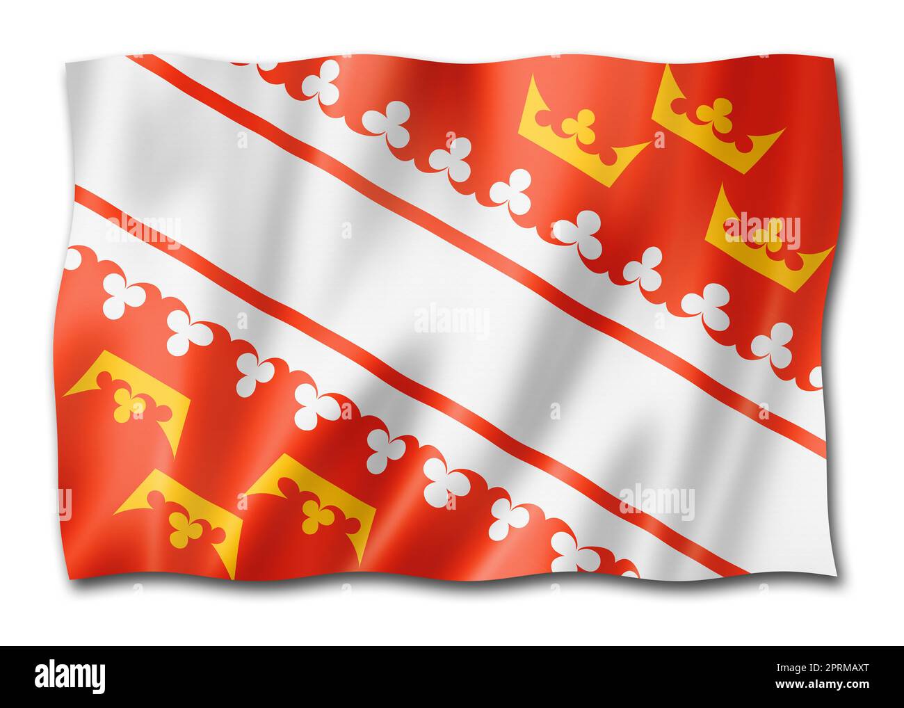 Alsace Region flag, France waving banner collection. 3D illustration ...