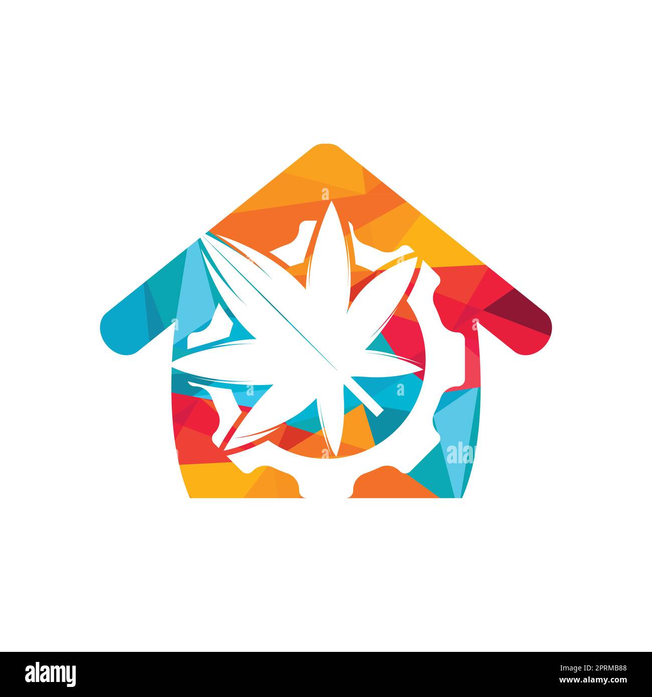 Gear and cannabis vector logo design. Cannabidiol industry company logo ...