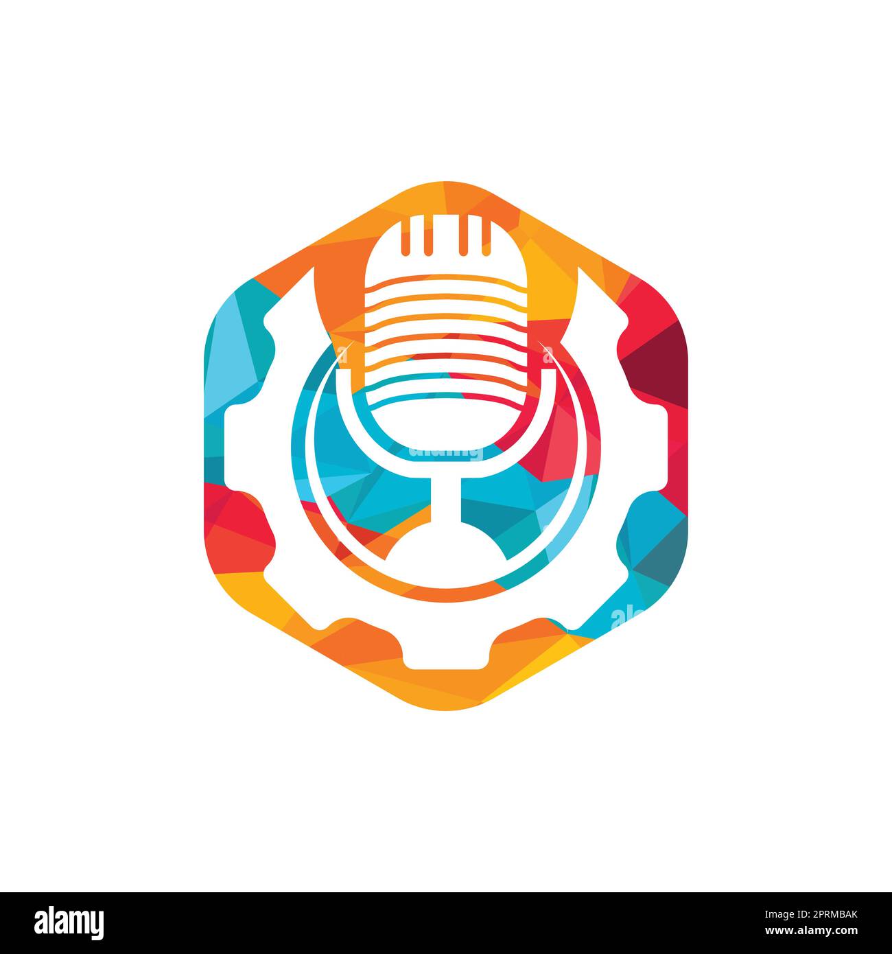 Gear podcast vector logo design template. Cog wheel and mic icon design ...