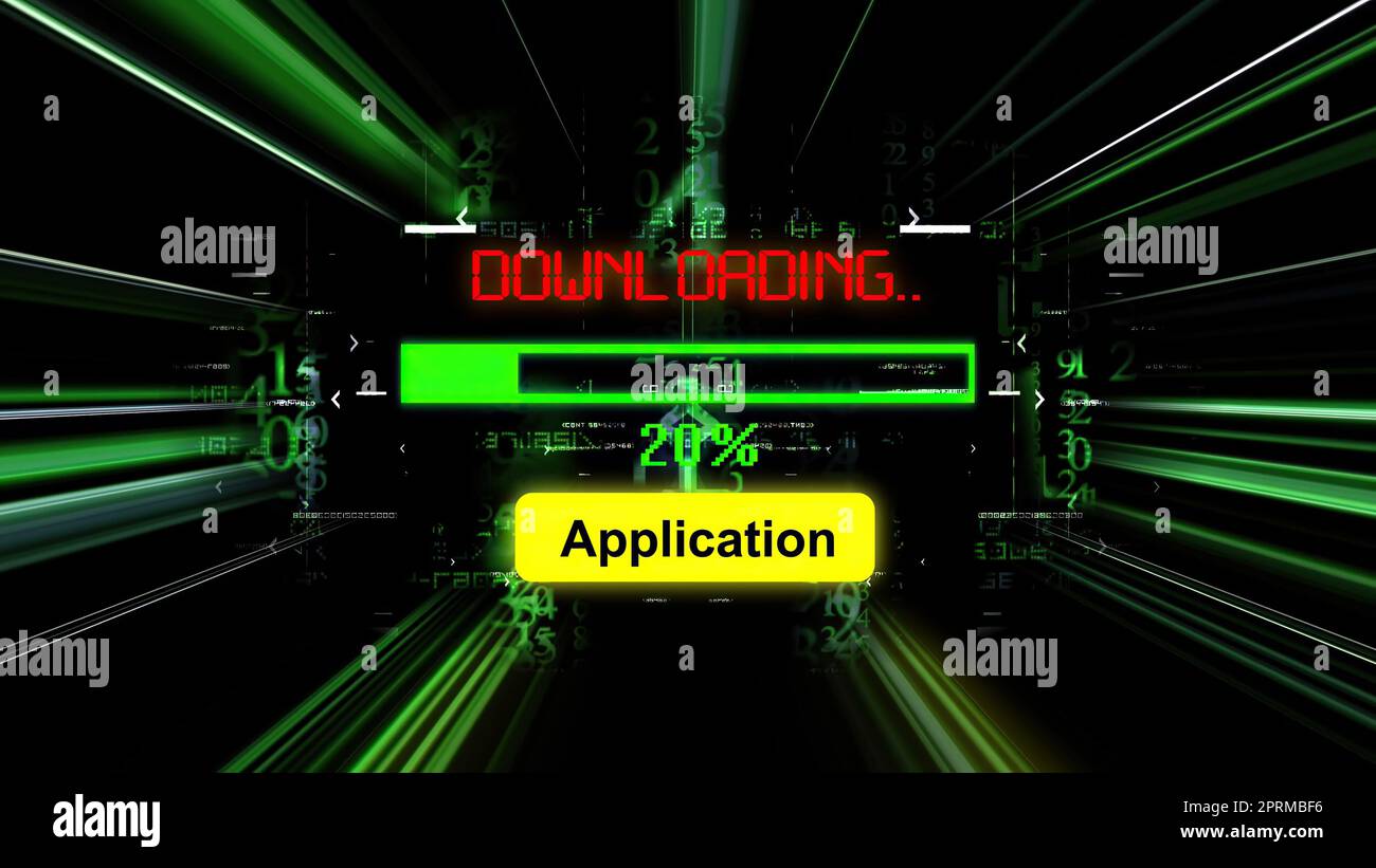 Application download progress bar on the screen Stock Photo - Alamy