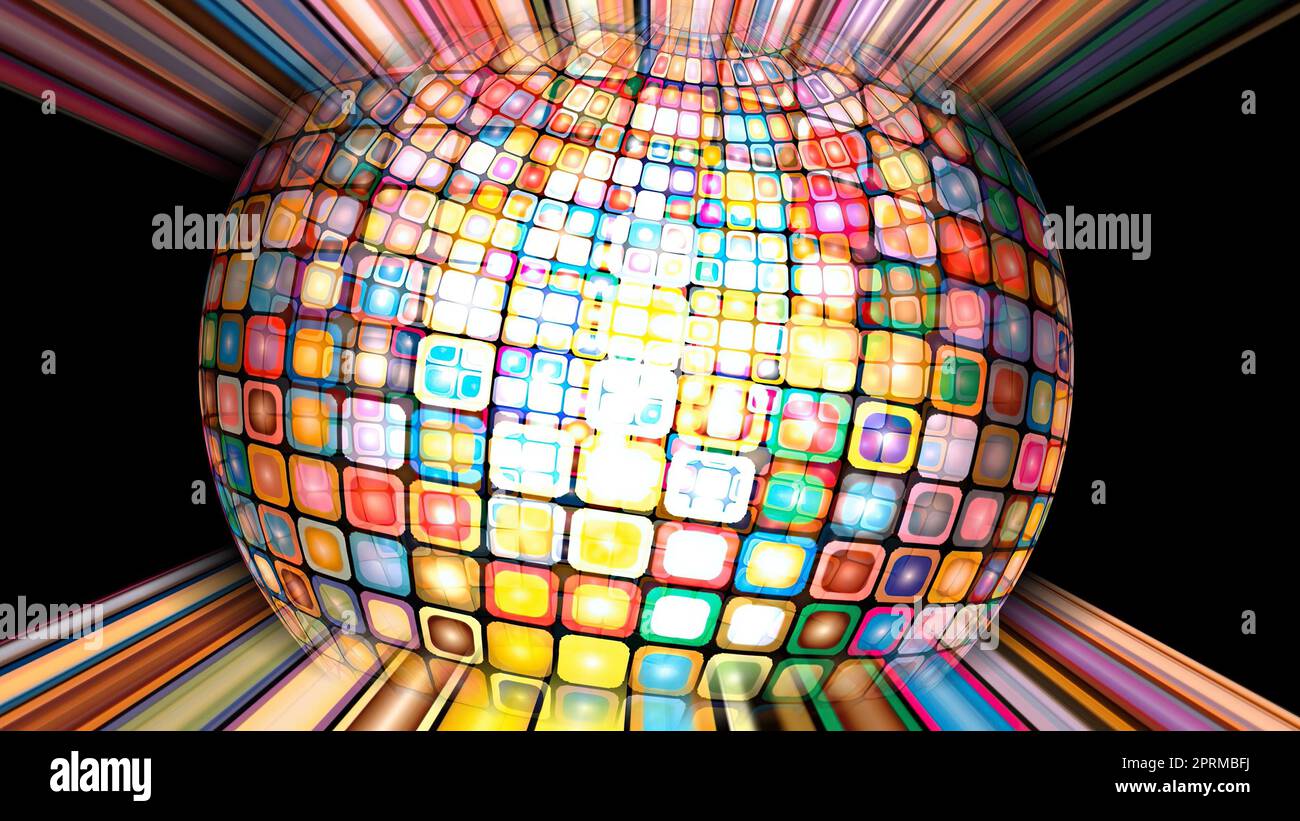 Colorful pixels on rotating sphere Stock Photo - Alamy