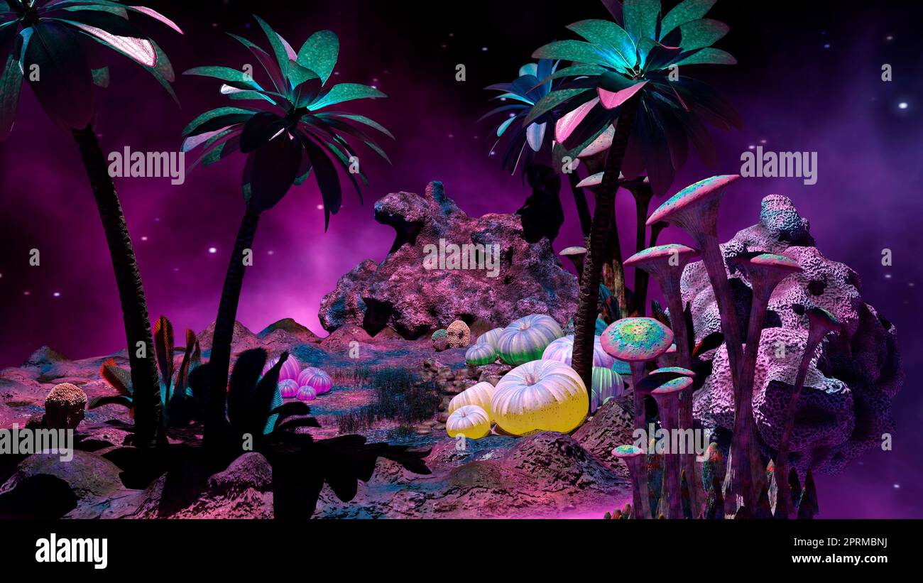3D rendering of a science fiction alien landscape Stock Photo - Alamy