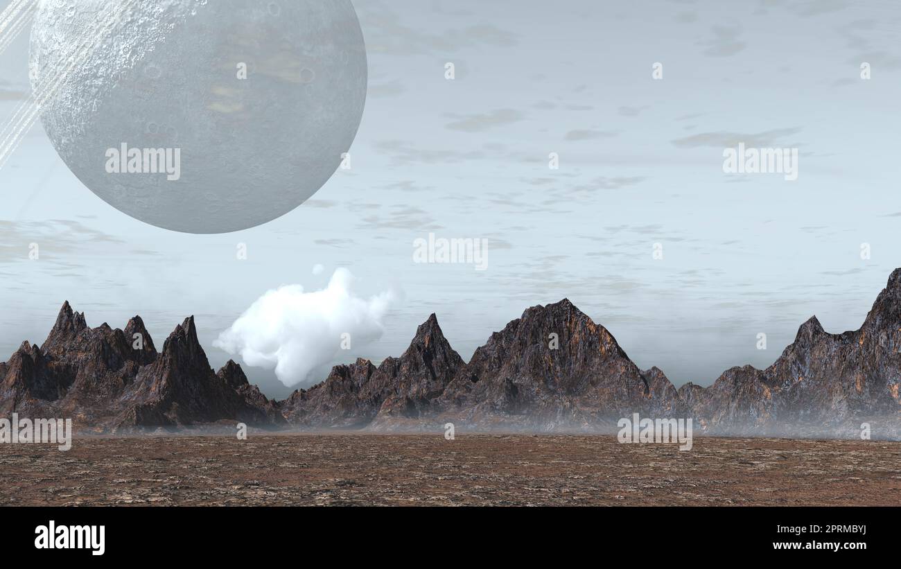 3D rendering of a science fiction alien planet landscape Stock Photo ...