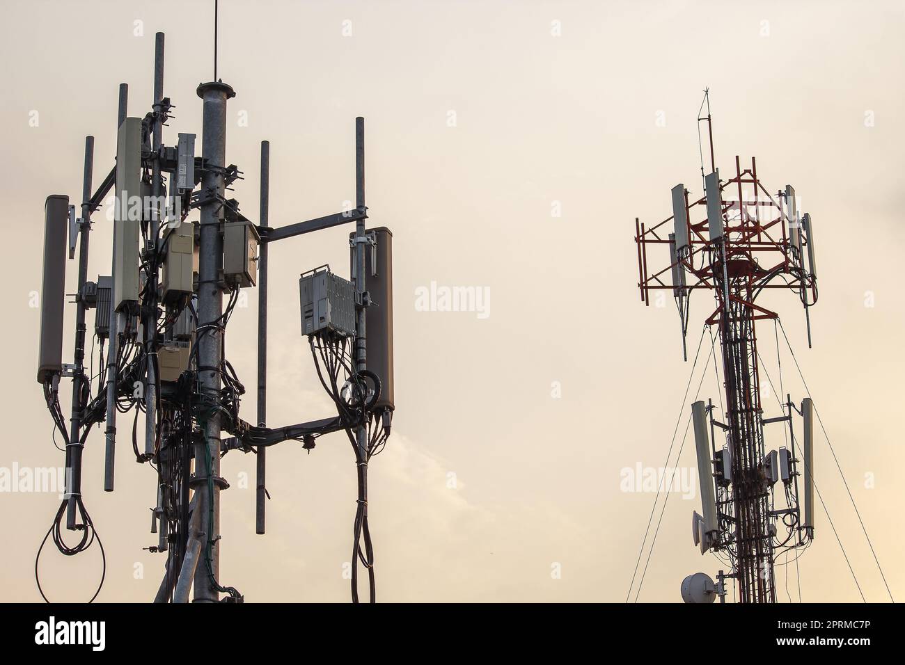 Panel Antenna installed on steel posts On high-rise buildings in the ...