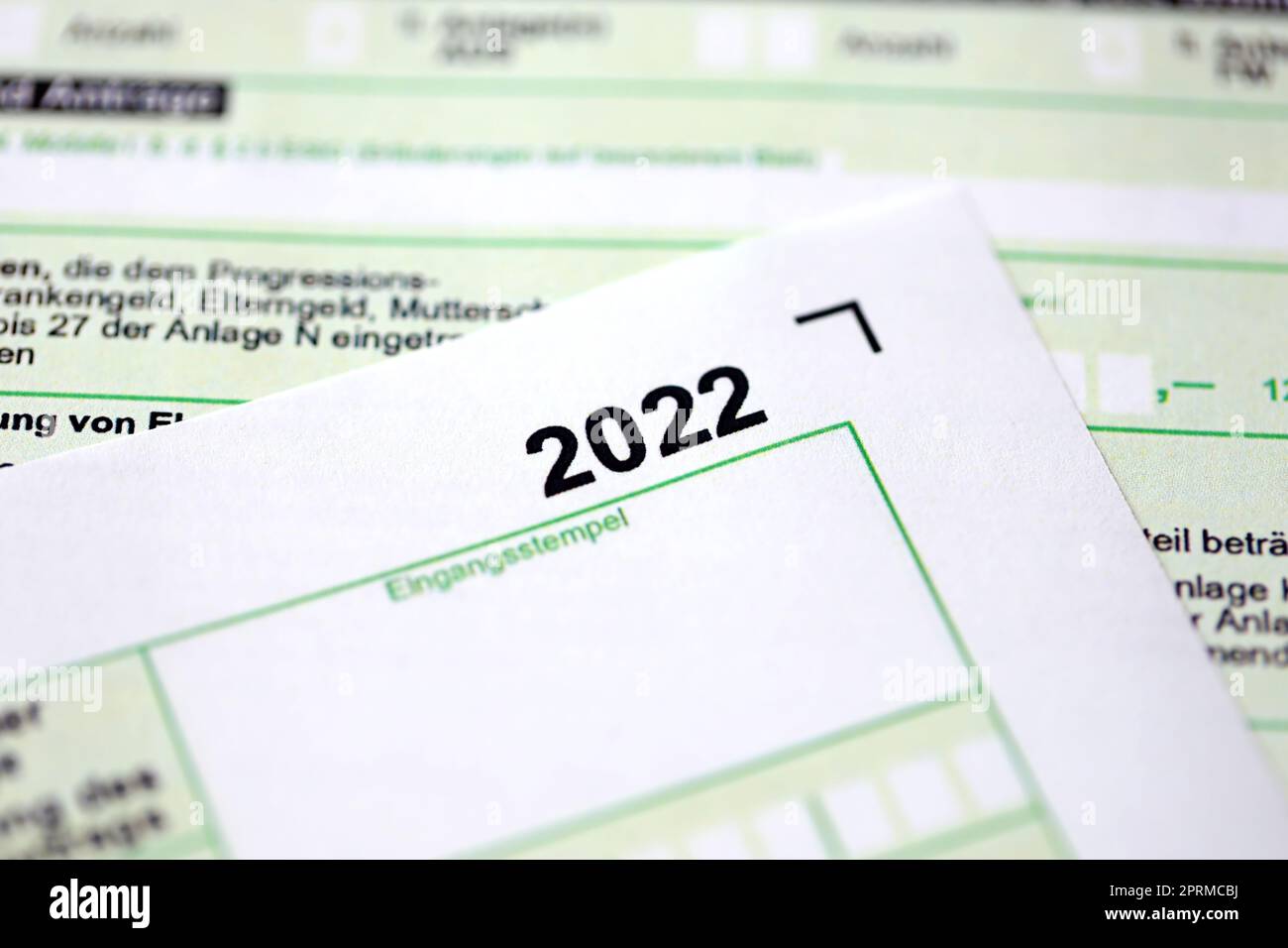 German annual income tax return declaration form for 2022 year close up ...