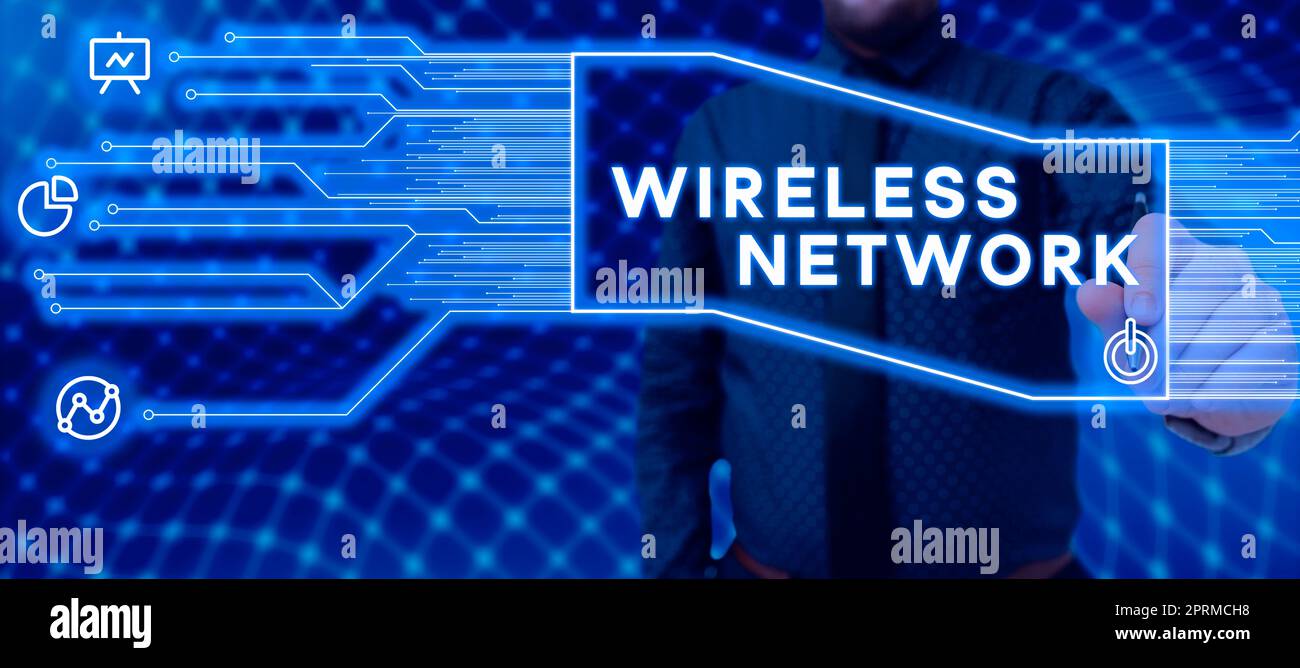 Text showing inspiration Wireless Network, Internet Concept ...