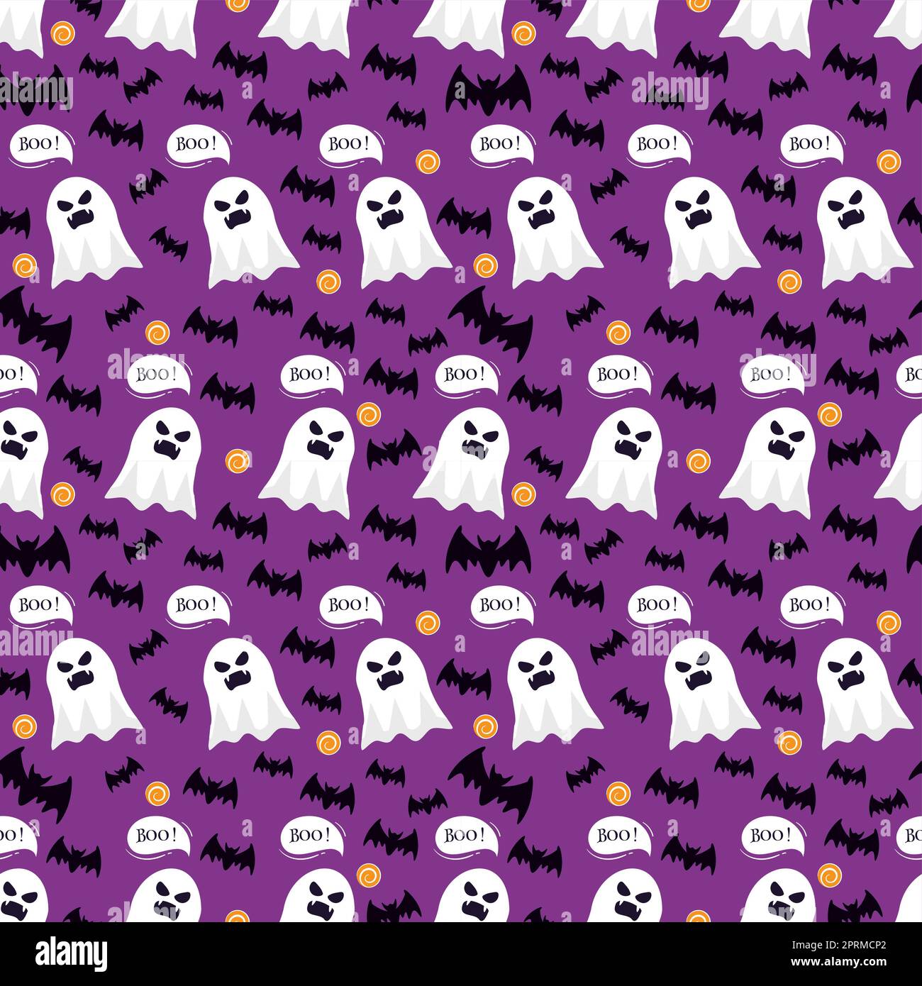 Halloween Seamless Pattern Design With Witch, Haunted House, Pumpkins ...