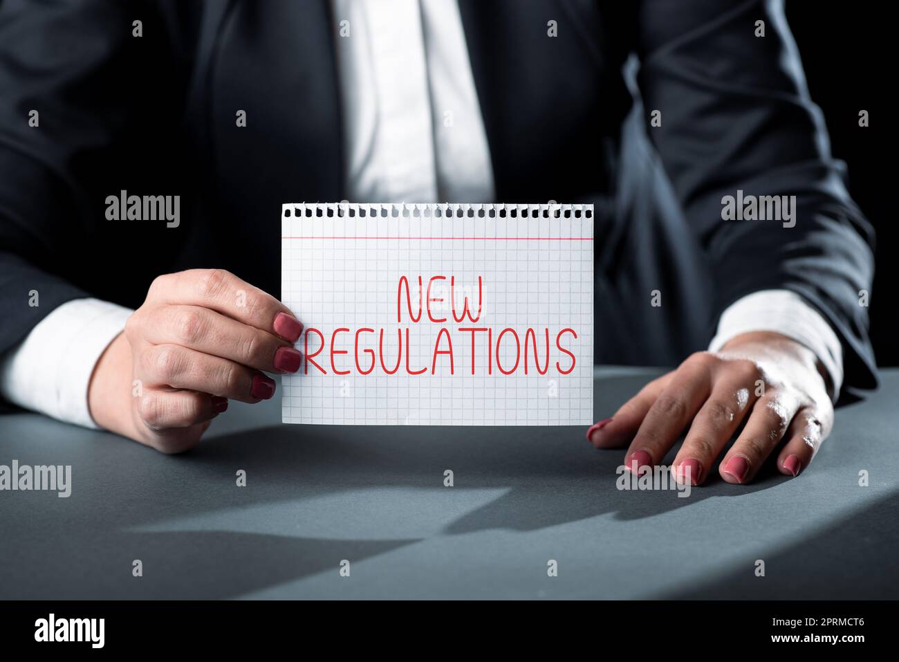 Hand writing sign New Regulations, Business showcase latest established ...