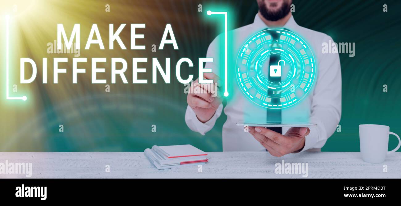Conceptual caption Make A Difference, Business showcase Personal ... Conceptual caption Make A Difference, Business showcase Personal ...