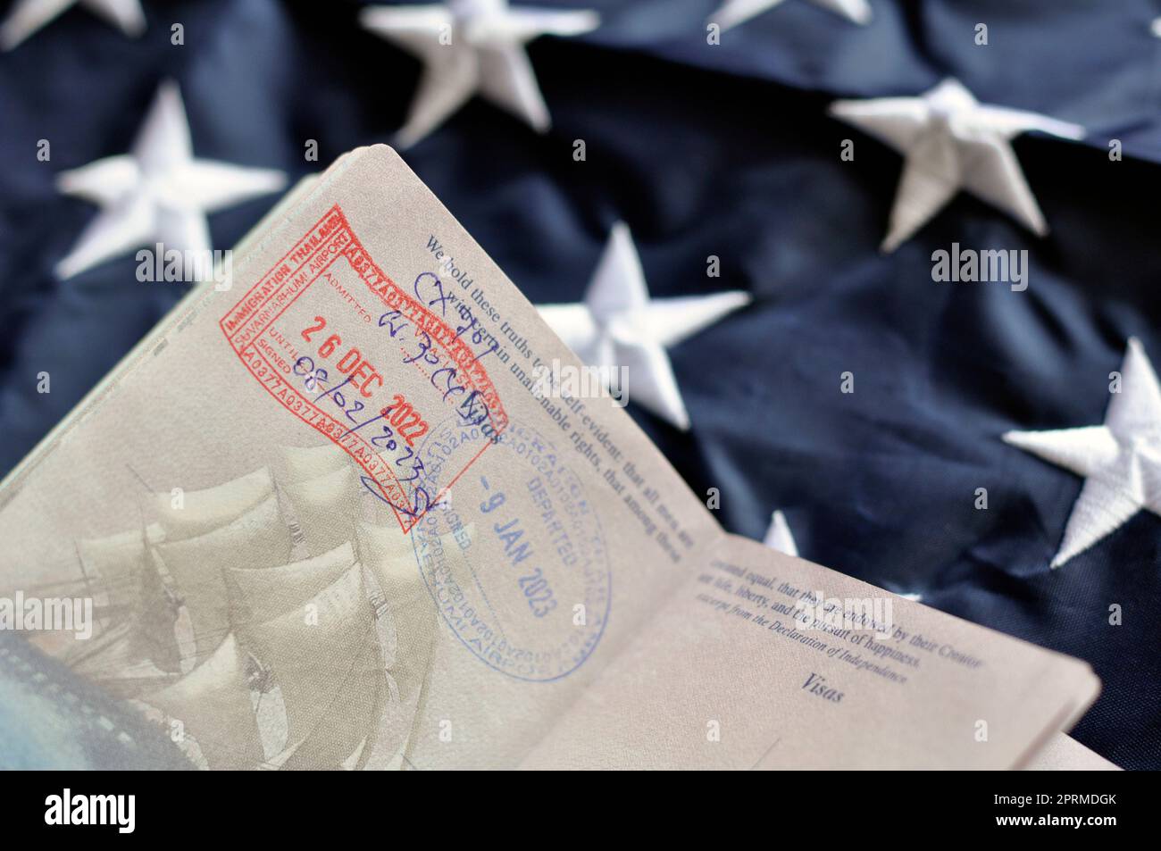 Border crossing stamp in US passport. Immigration-United States of ...
