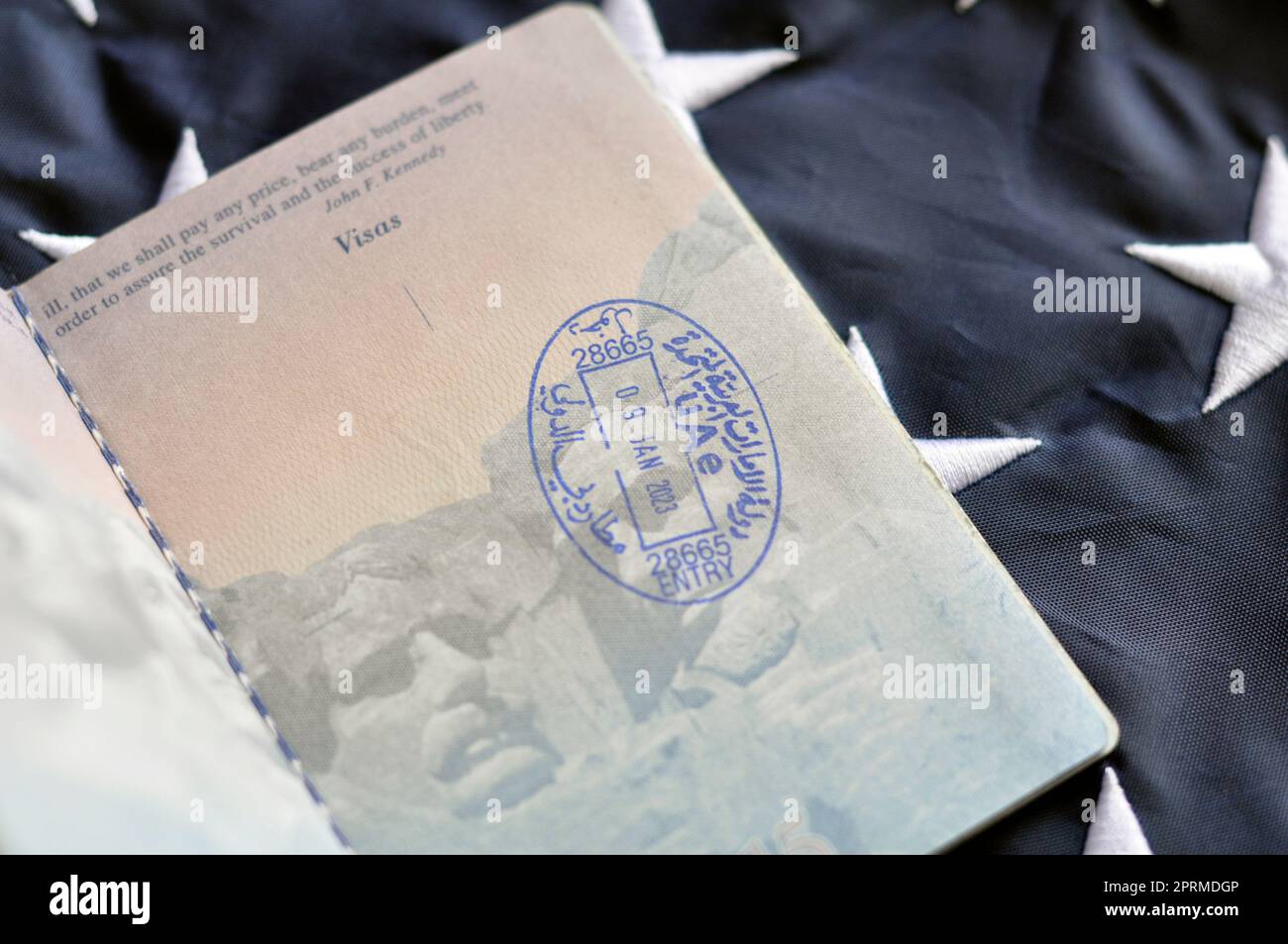 Border crossing stamp in US passport. Immigration-United States of ...