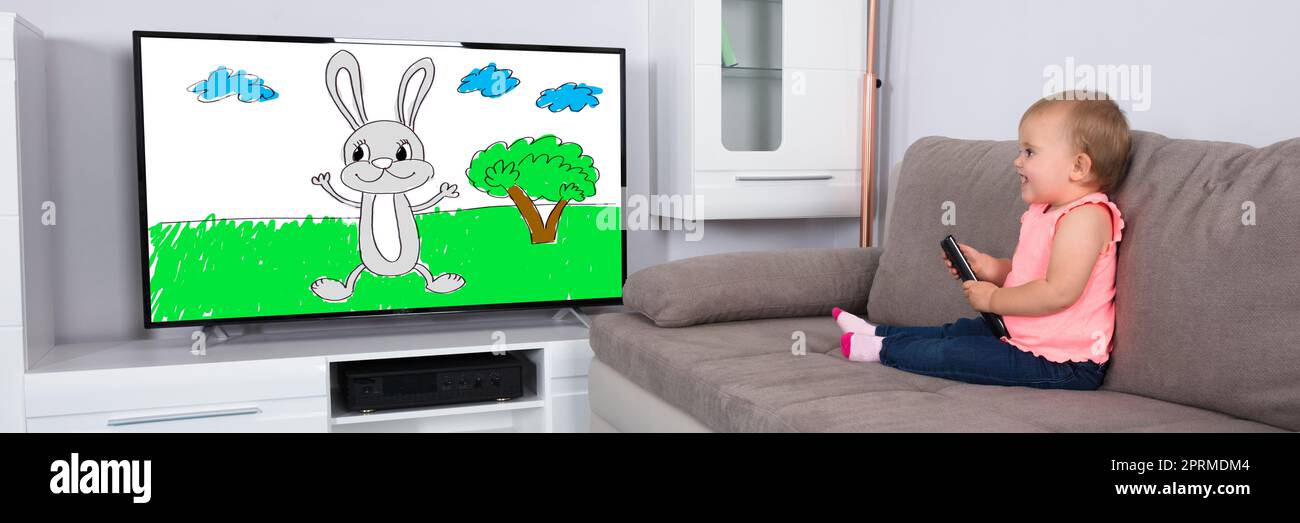 Kid watch tv cartoon hi-res stock photography and images - Alamy