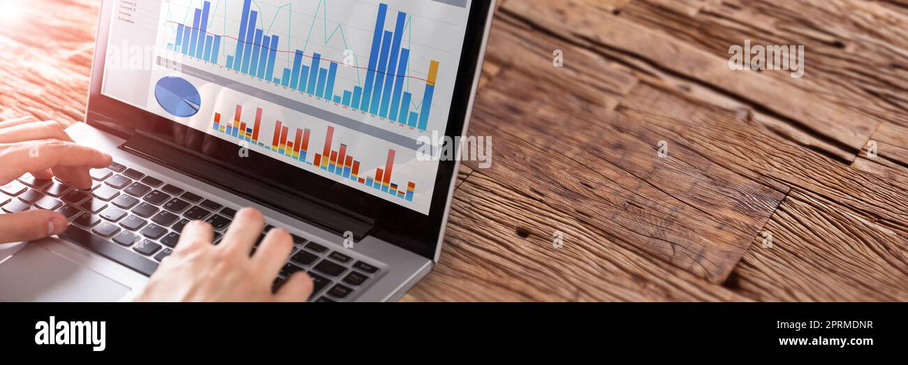 Laptop Computer Screen Bar Chart And Financial Analysis Stock Photo - Alamy