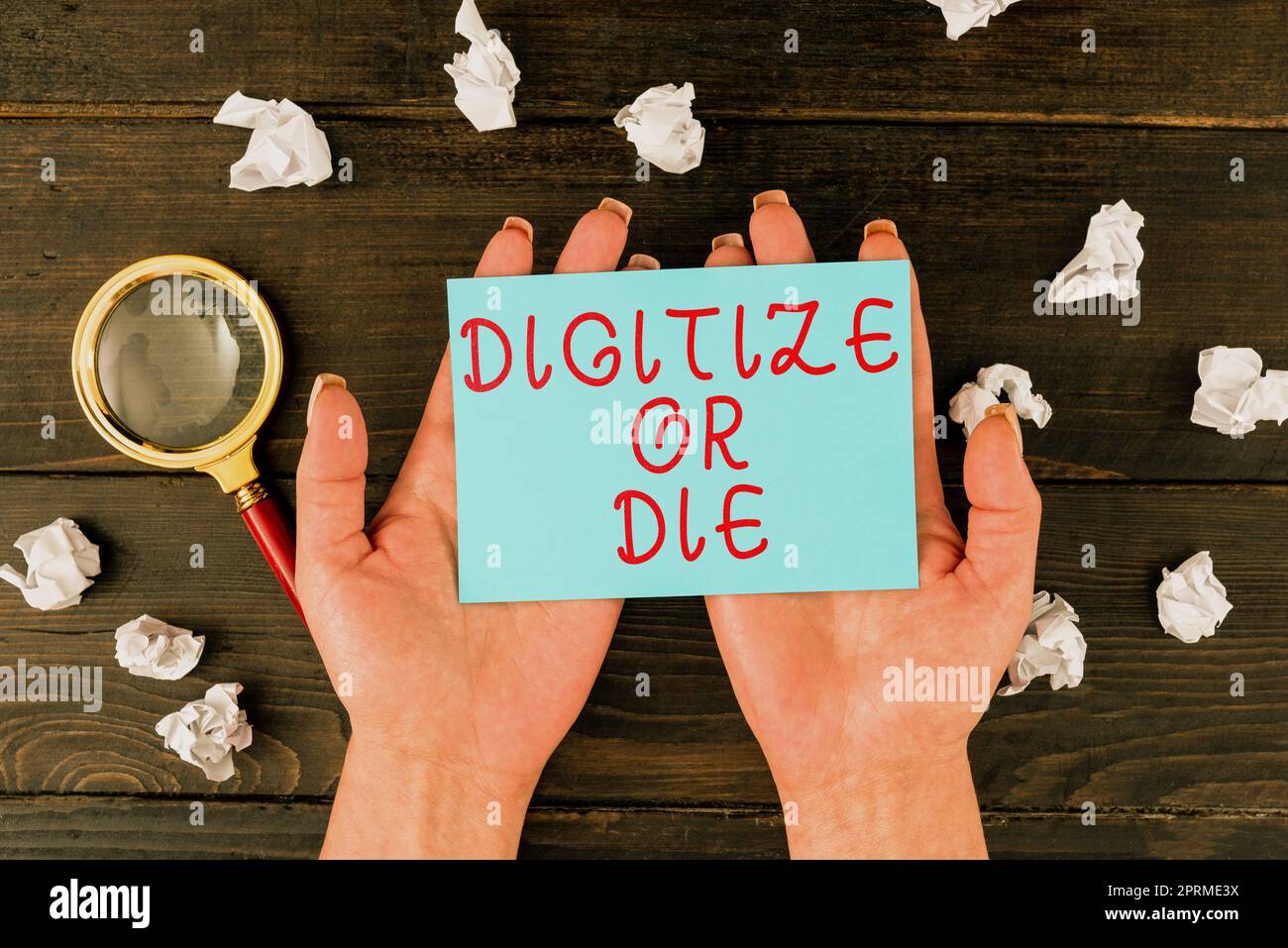 Conceptual caption Digitize Or Die. Concept meaning Embrace the digital ...