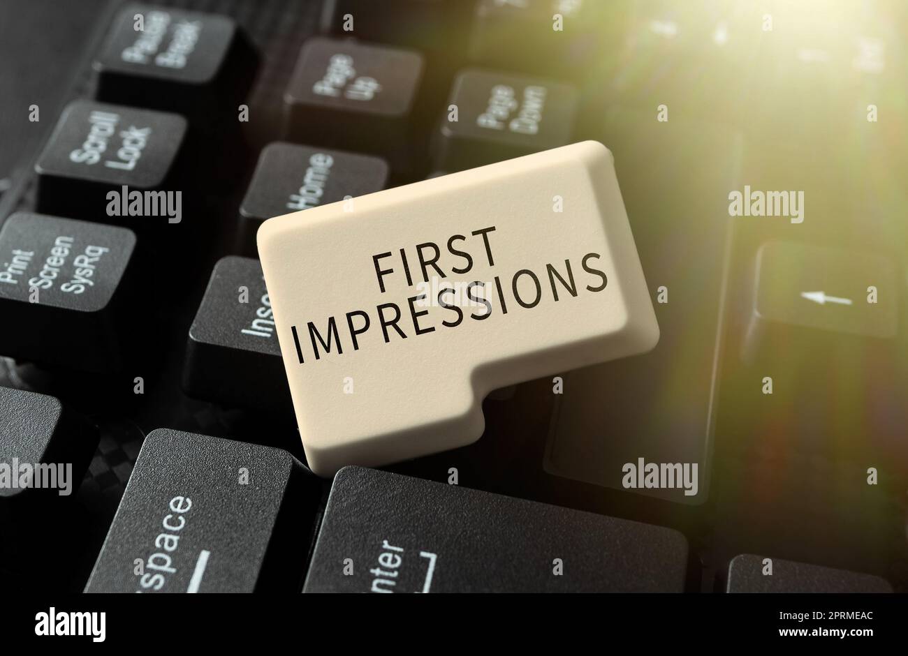 Hand writing sign First Impressions, Word Written on events when one ...