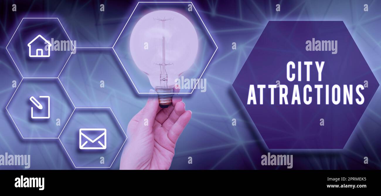 Writing displaying text City Attractions, Word for on demand availability of computer system ...