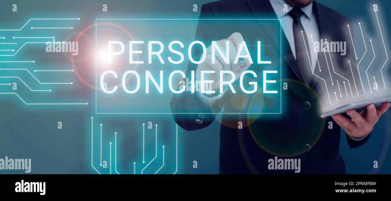 Text showing inspiration Personal Concierge, Business showcase someone ...