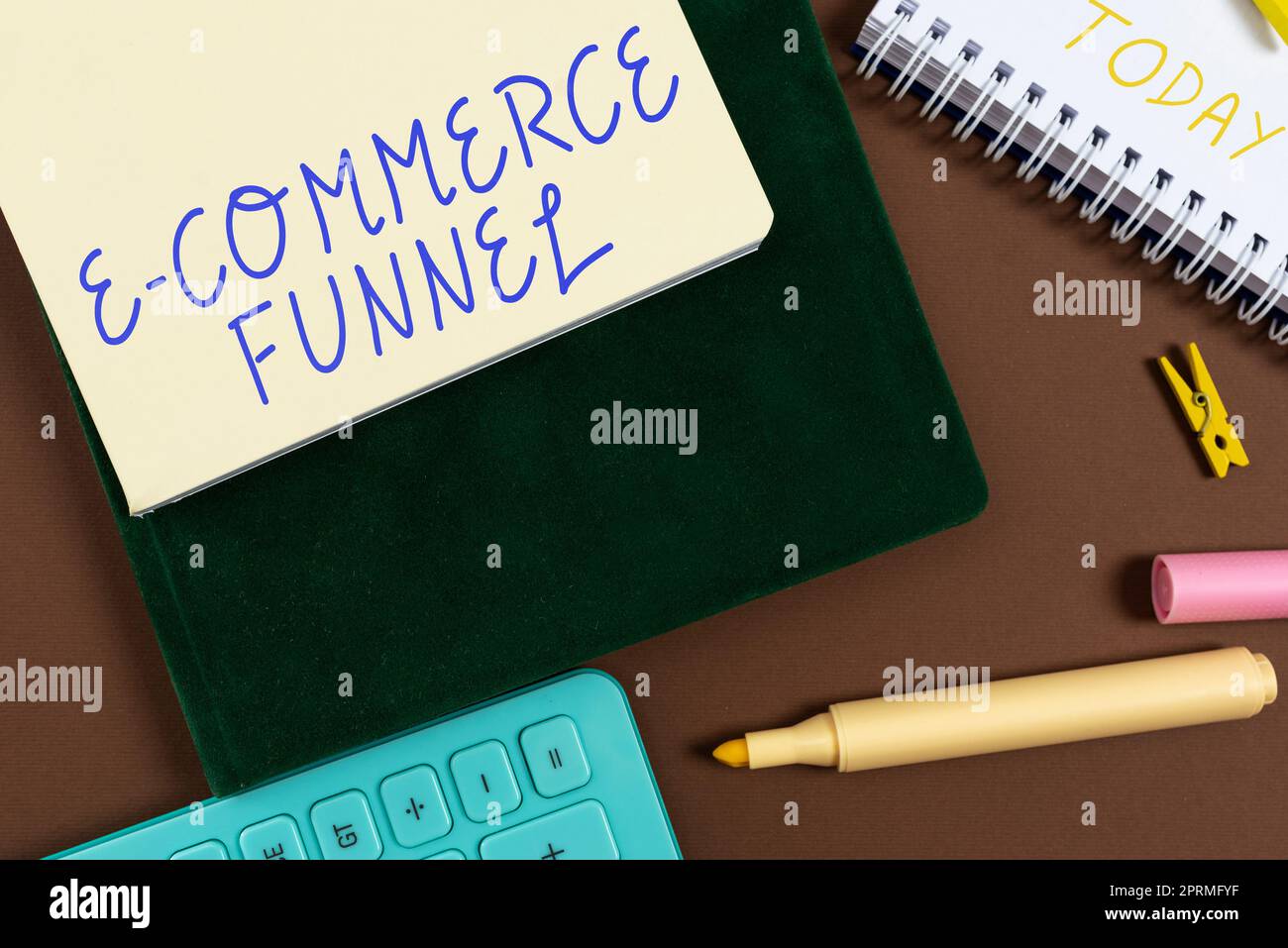 Text showing inspiration E Commerce Funnel, Word Written on planned ...