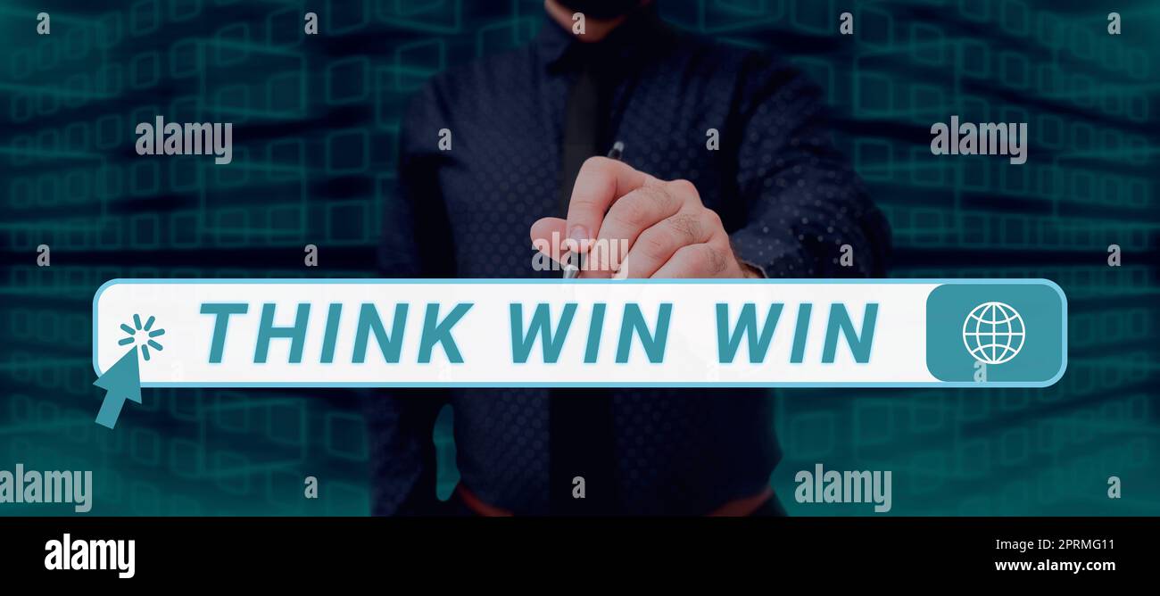 Hand writing sign Think Win Win, Business approach Request for ...