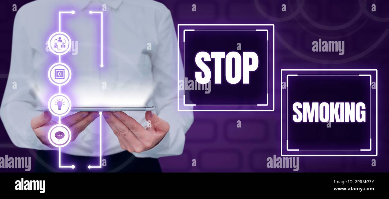 Text showing inspiration Stop Smoking, Concept meaning narrative style ...