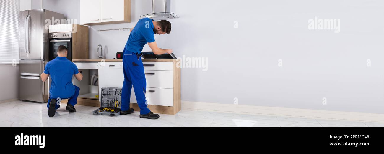 Sink Repair An Appliance Delivery. Kitchen Repair Service Stock Photo ...