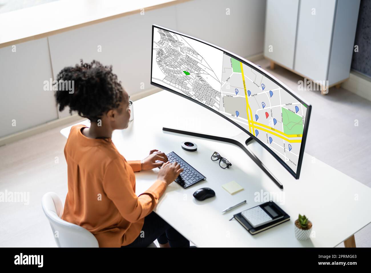 Cadastre Plot Land Map. Building Project On Computer Stock Photo - Alamy
