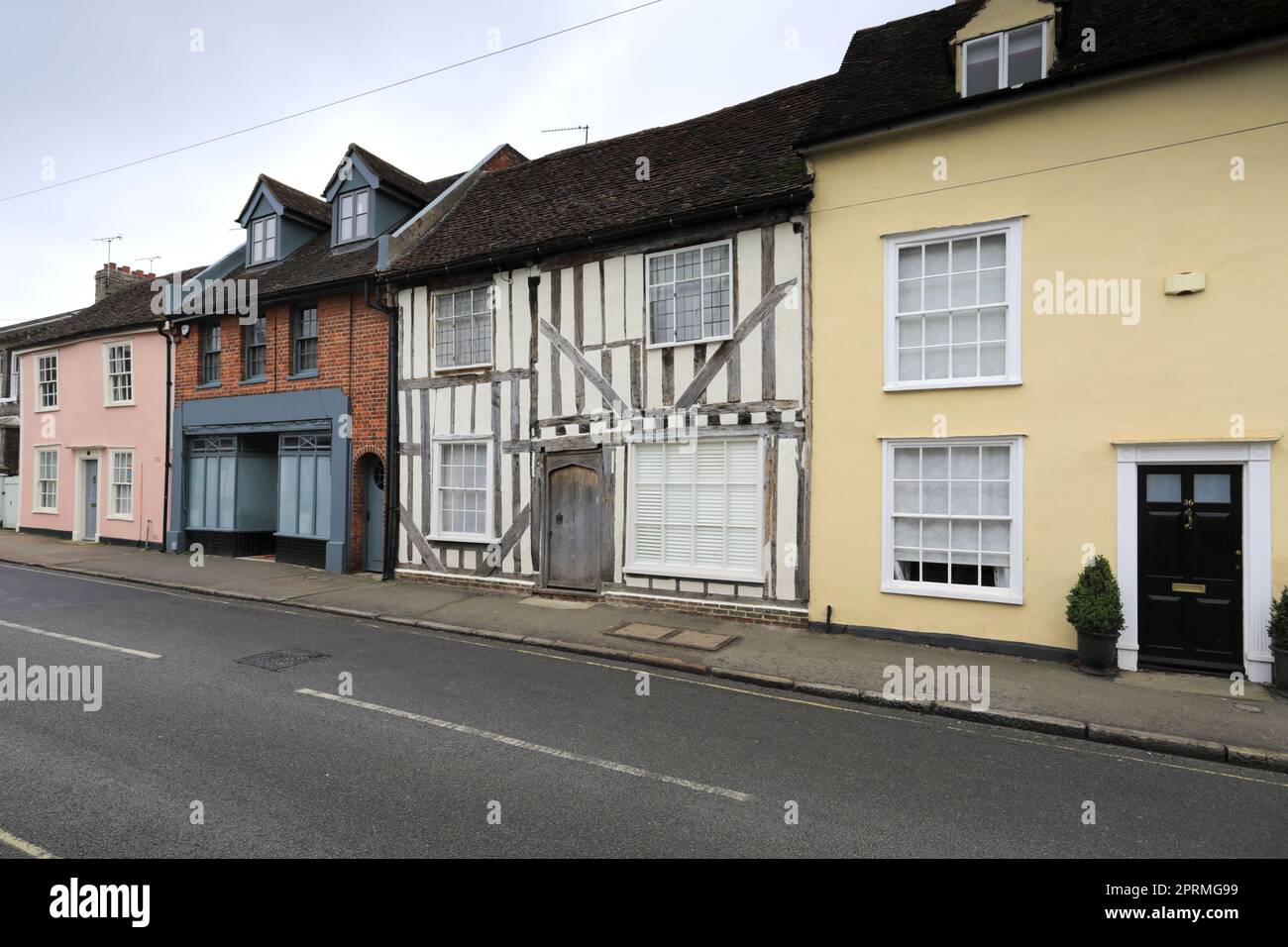 Timber framed housing in Coggeshall village, Essex, England Stock Photo ...