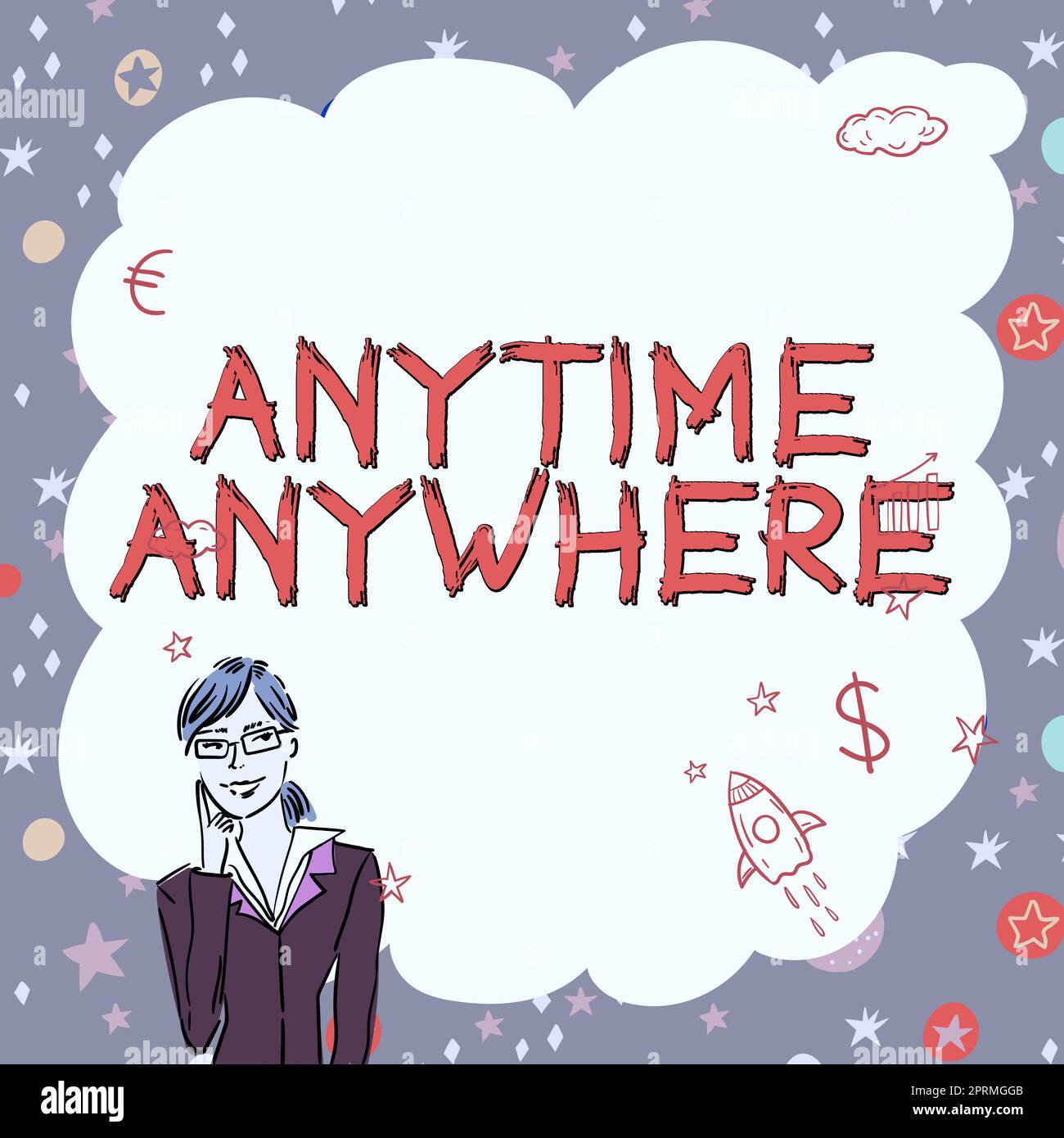 Writing displaying text Anytime Anywhere, Internet Concept obtainable ...