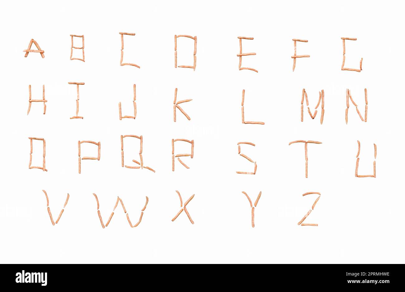 Letters of the english alphabet laid out from french a the fries Stock ...