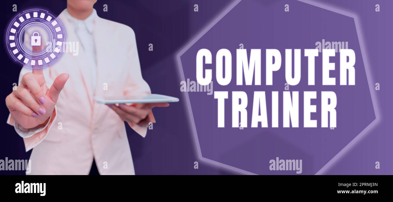 Text caption presenting Computer Trainer, Business overview geographically distributed network ...